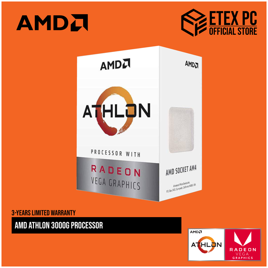 AMD Athlon 3000G Processor Socket AM4 4MB Cache, Up to 3.5GHz 2 Core 4 ...