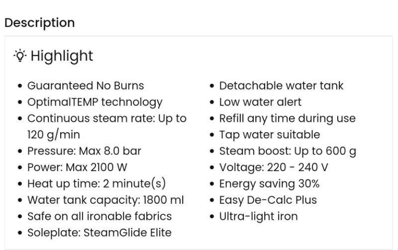 PHILIPS PERFECTCARE 7000 SERIES STEAM GENERATOR IRON PSG7030 | Shopee ...