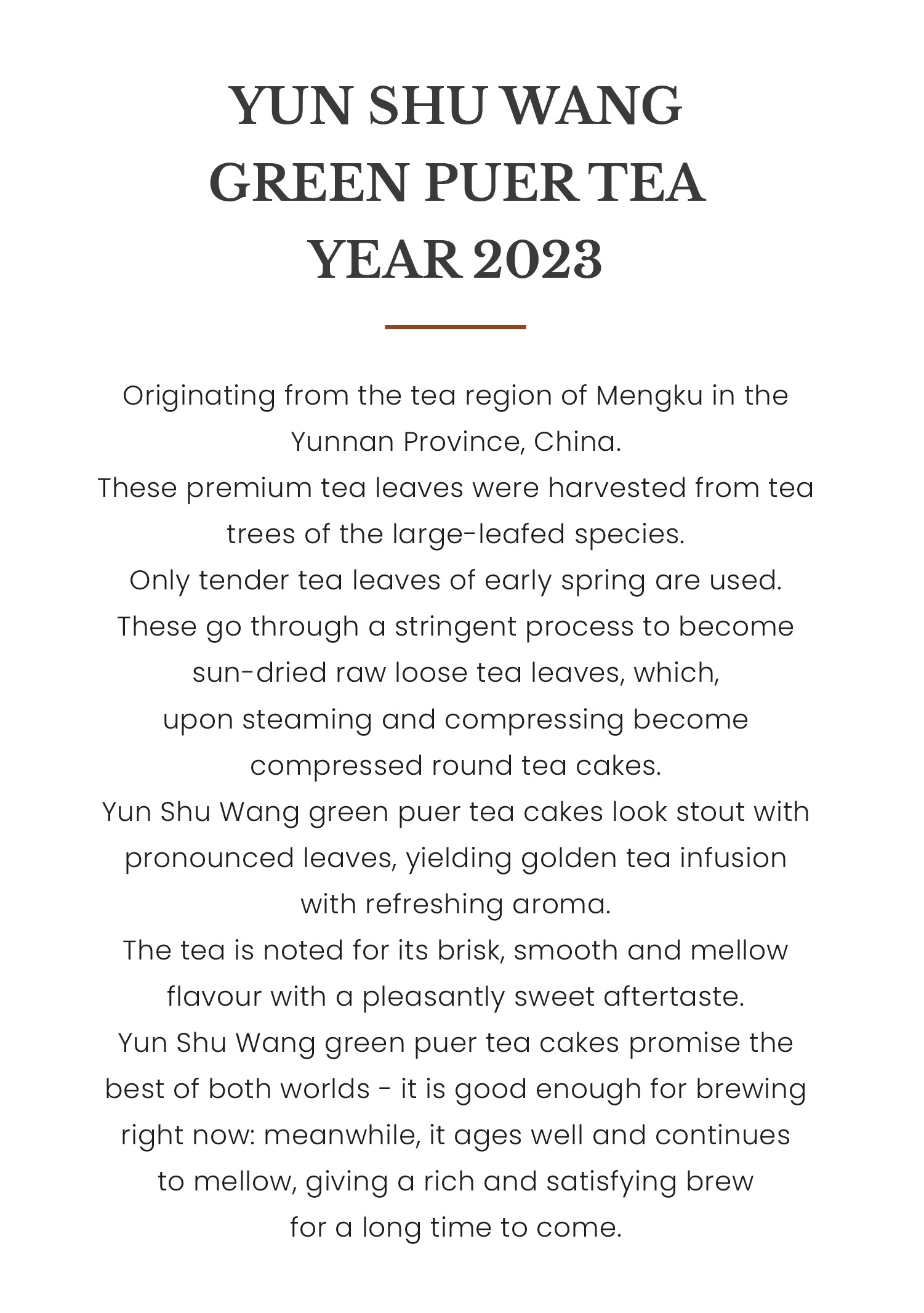 Purple Cane Yun Shu Wang Green Puer Tea Year 2023 Mengku (10g) 紫藤 云树王 普洱青饼 2023年 勐库（10克 ...