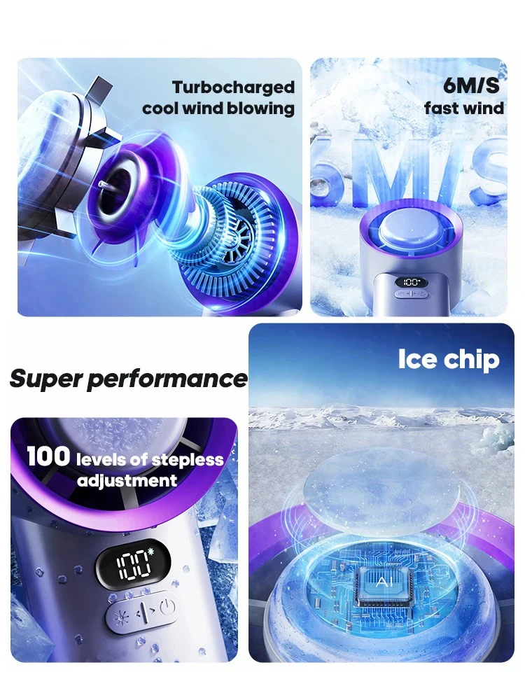 【NEW】Portable Mini Fan Cooling Handheld Fan 100 Level Speed Adjustable ...