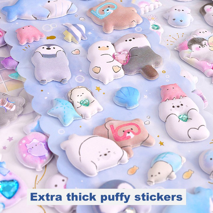 3D Puffy Sticker with gem Bubble Cartoon Sticker Scrapbooking Craft ...