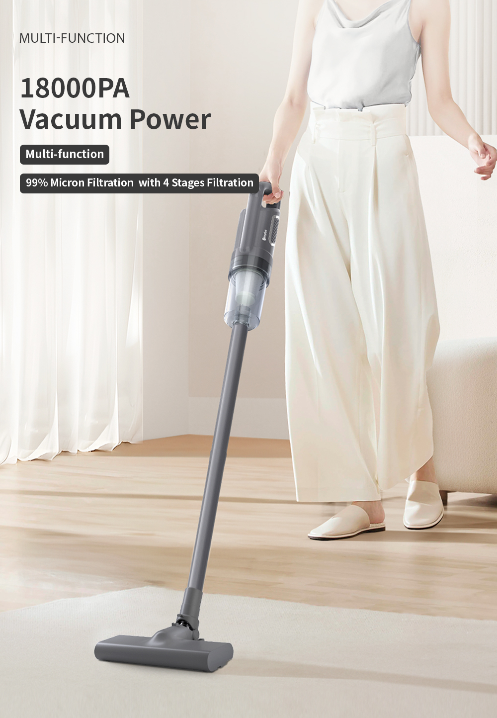 Simplus Vacuum Cleaner Corded 18000PA 2 In 1 Brush 11 Suction Heads 1.35kg Lightweight 4-Stage ...