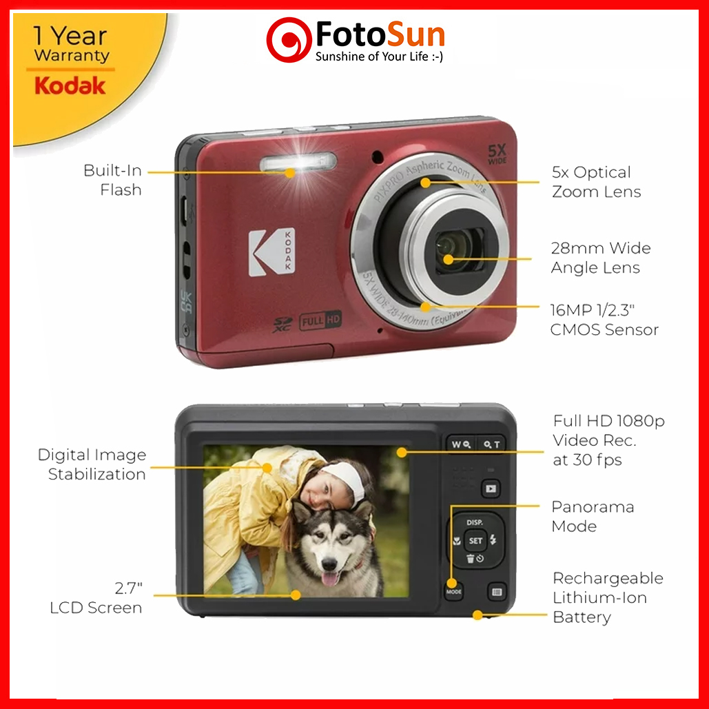 Kodak Digicam PixPro FZ55 16MP, 5x zoom compact camera | Shopee Malaysia