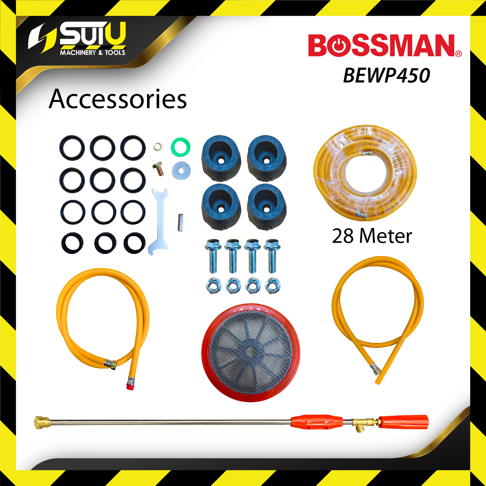 BOSSMAN BEWP450 3HP Electric Motor Power Sprayer / Plunger Pump c/w ...
