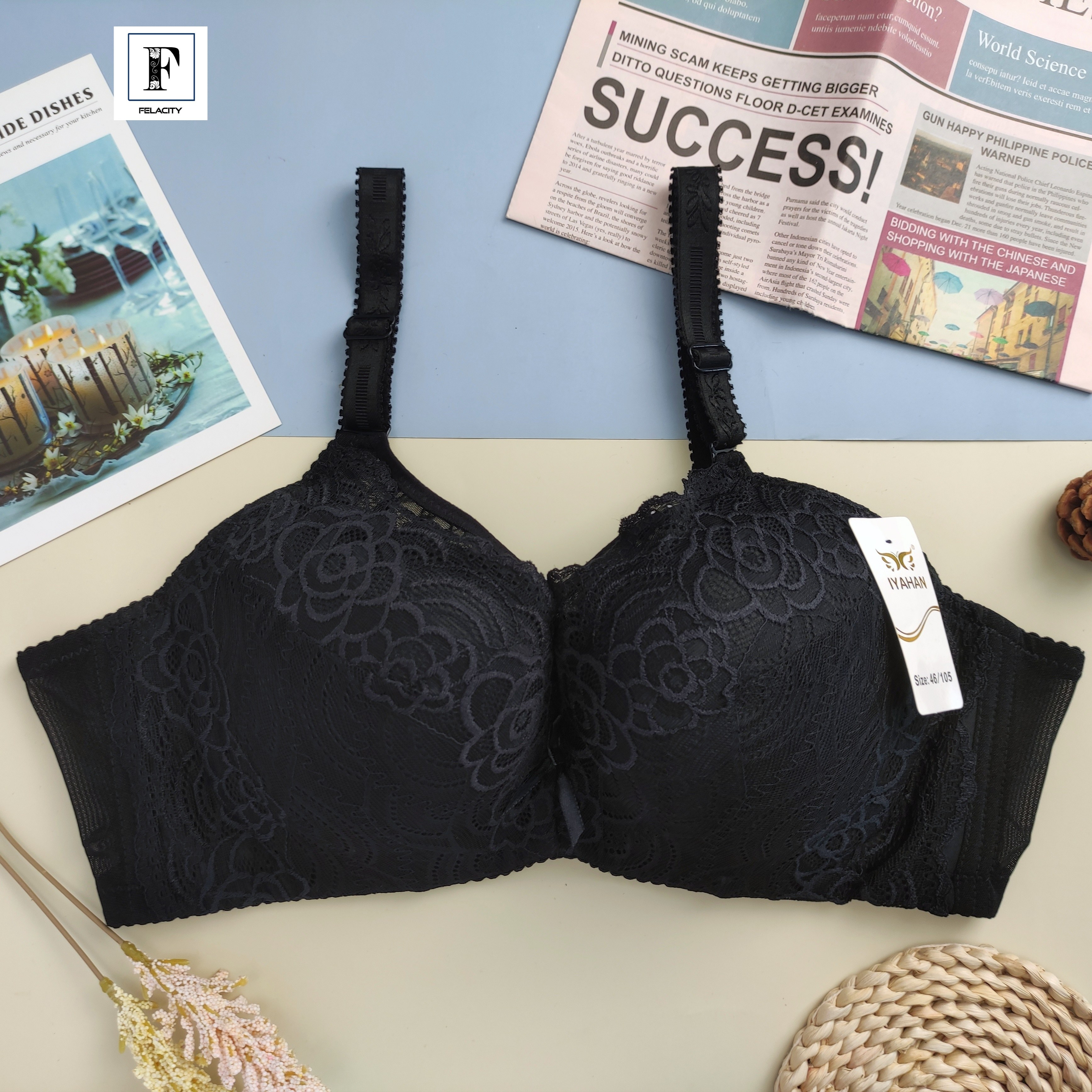 Bra Women Plus Size Full Cup Wired Lace 38-46 Baju Dalam Wanita Saiz ...