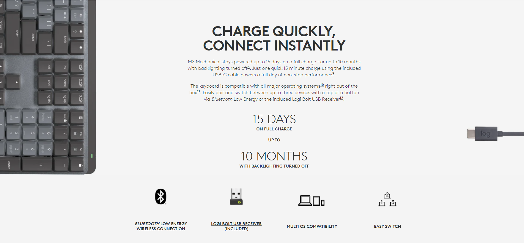 LOGITECH MX MECHANICAL WIRELESS ILLUMINATED PERFORMANCE KEYBOARD WITH ...