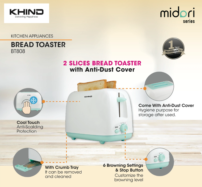 Elba Toaster ET-G2770(WH) 2 Slice ( 700w ) ETG2770WH White / Khind ...