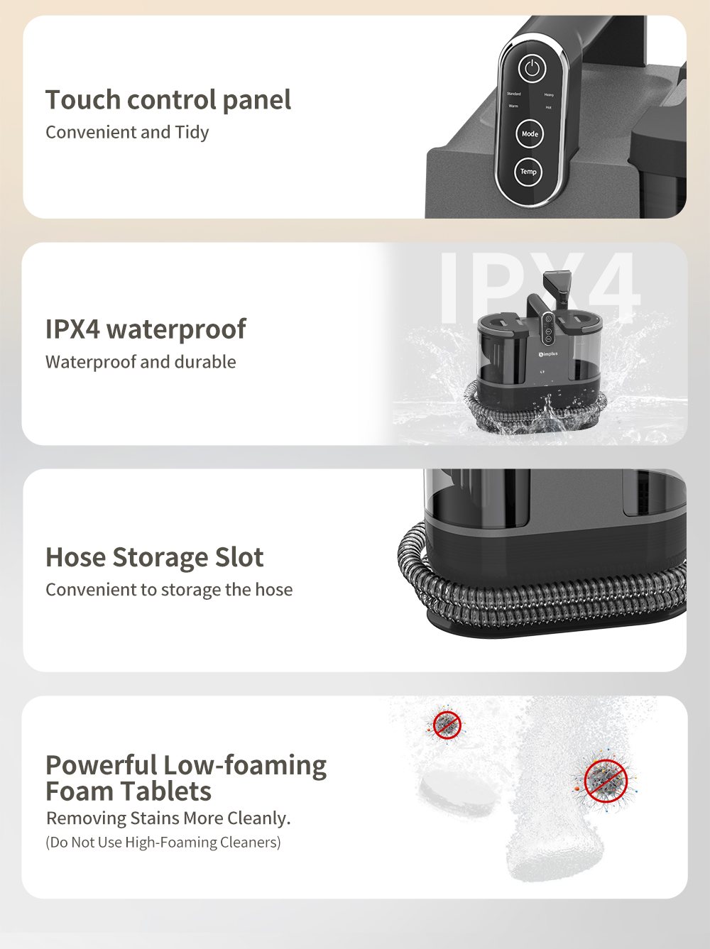 Simplus Spot & Fabric Cleaner | 16,000Pa Suction | 40℃/60℃ Hot Water ...