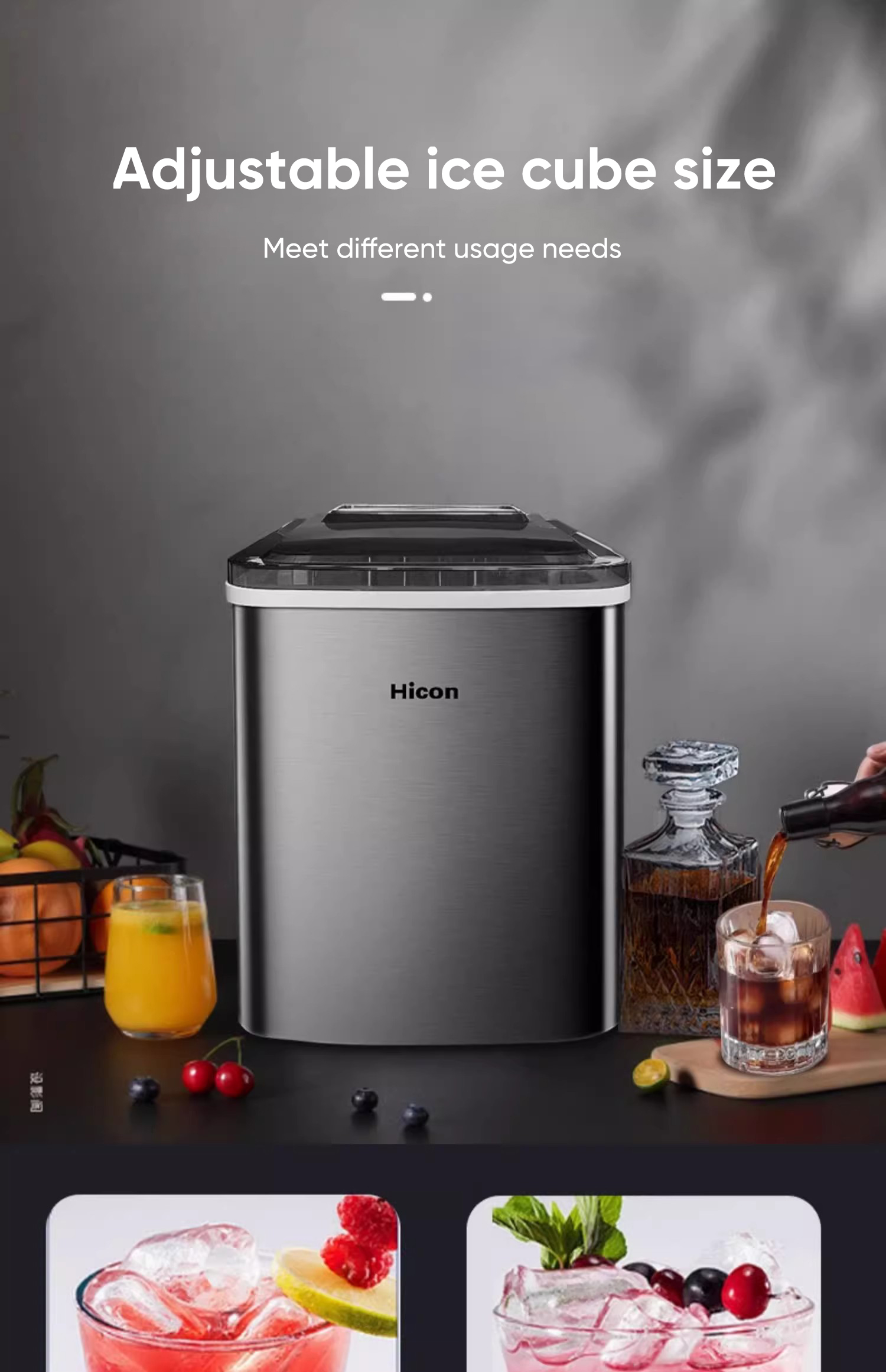 Hicon mesin pembuat ais Stainless steel Mini Electric Ice Maker 16AT ...