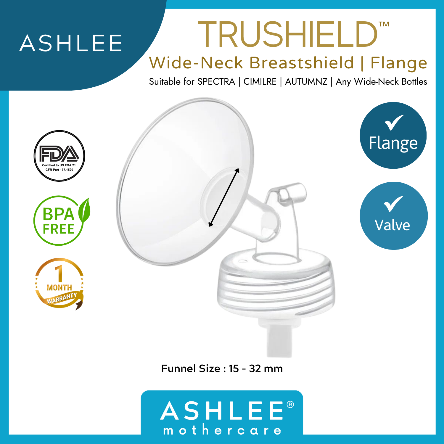 ASHLEE TRUSHIELD Wide-neck Flange Breastshield for Spectra Cimilre Real ...