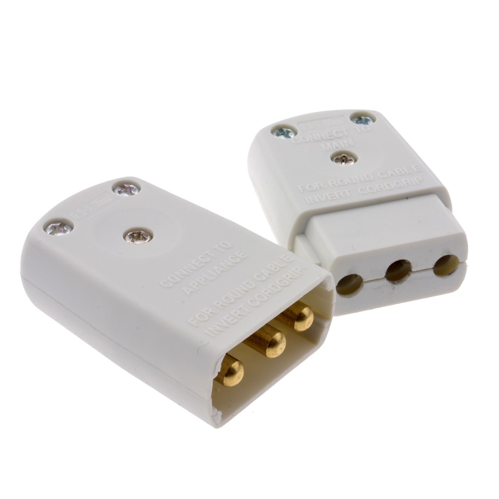 Electrical 3Pin 10A Plug & Socket Connector Converter Adaptor Male ...