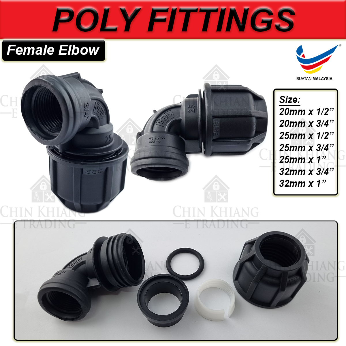 HDPE Poly Fittings Male Female Connector FTA MTA Socket Elbow Tee ...