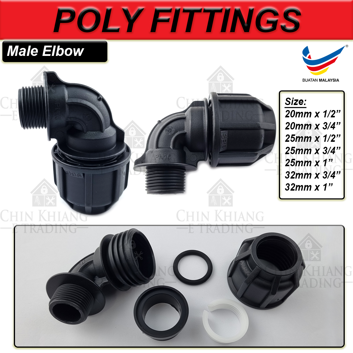 HDPE Poly Fittings Male Female Connector FTA MTA Socket Elbow Tee ...