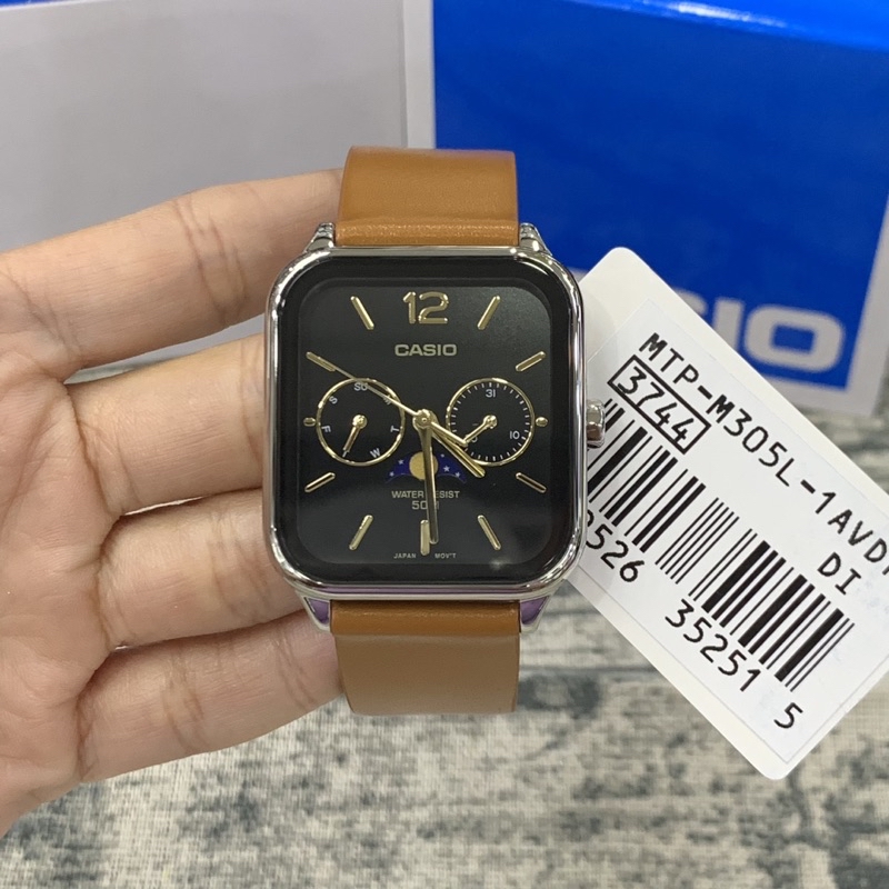 100% ORIGINAL CASIO MTP-M305 Series Stainless Steel & Leather Strap ...