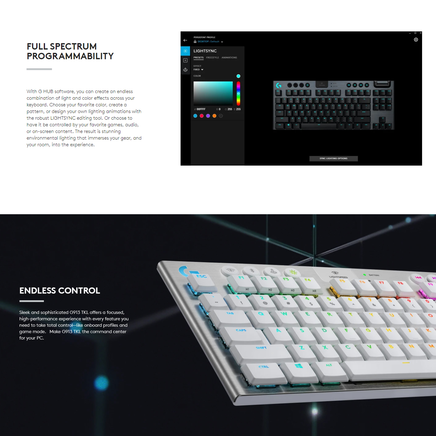 Logitech G913 TKL Tenkeyless Lightspeed Wireless RGB Mechanical Gaming ...