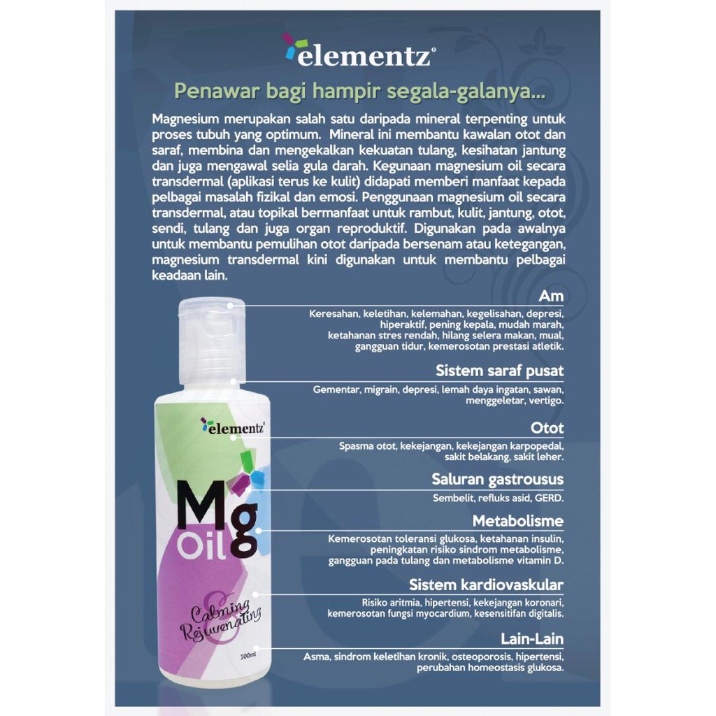 [Bulk Buy] [Super Value] ELEMENTZ Mg Oil Magnesium Oil pure natural ...