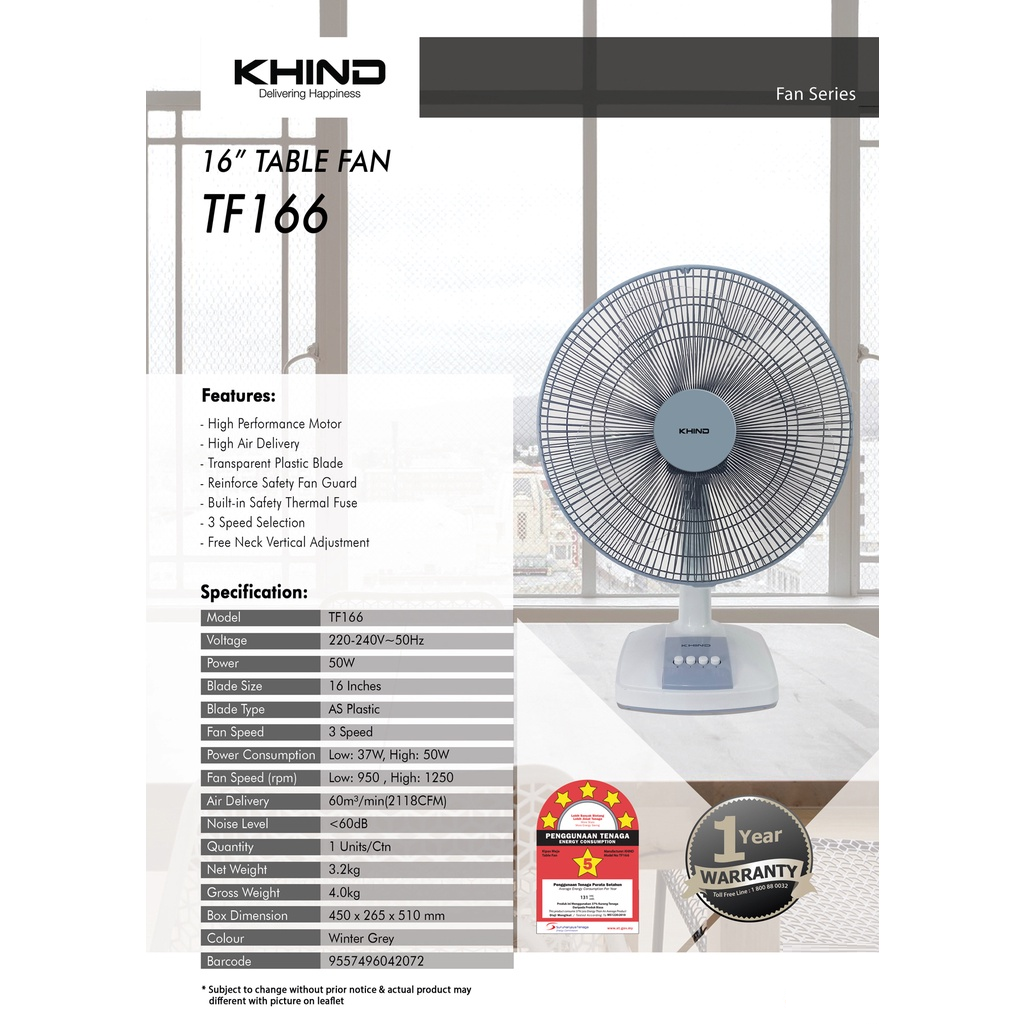 Khind Table Fan 16 Inch Desk Fan Kipas Meja Murah Berkualiti 16" TF166 | Shopee Malaysia