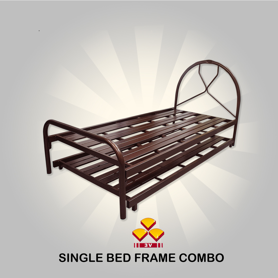 EE HOME 3V Single Size Metal Super Base Bed Frame With Pull Out Bed ...