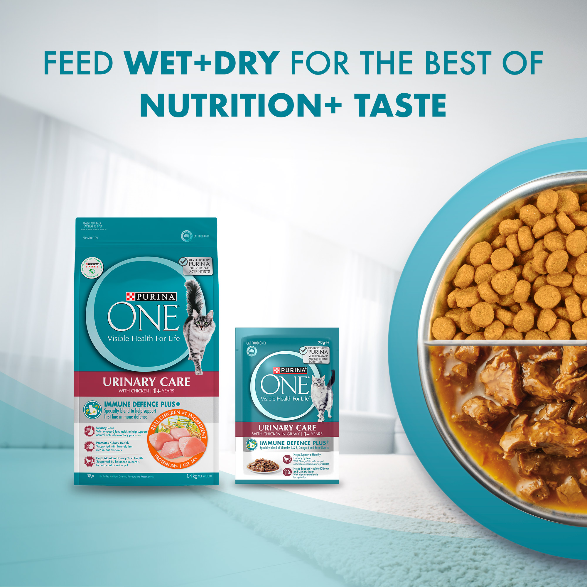 PURINA One Adult Urinary Care with Chicken Wet Cat Food (24 x 70g ...