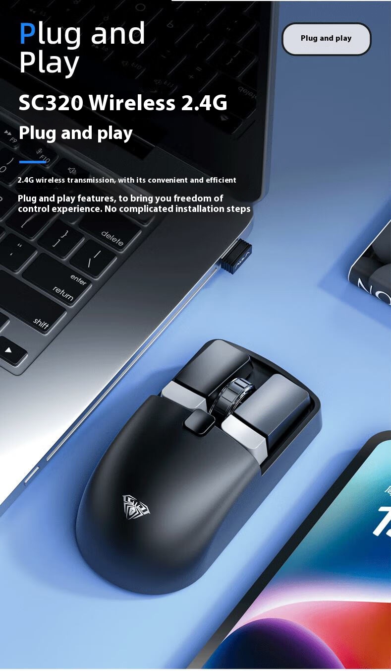 AULA SC320 Dual-mode 2.4G Bluetooth Mini Wireless Mouse Rechargeable ...