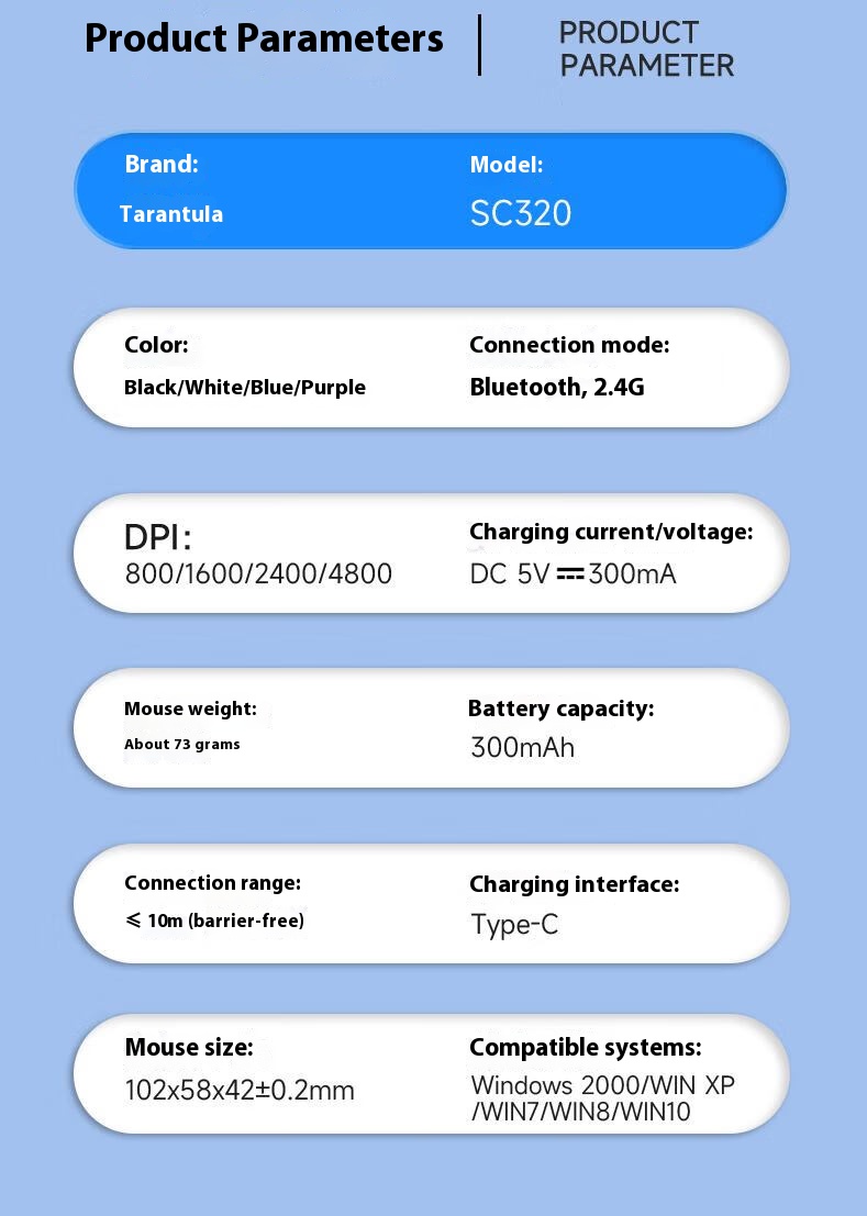 AULA SC320 Dual-mode 2.4G Bluetooth Mini Wireless Mouse Rechargeable ...