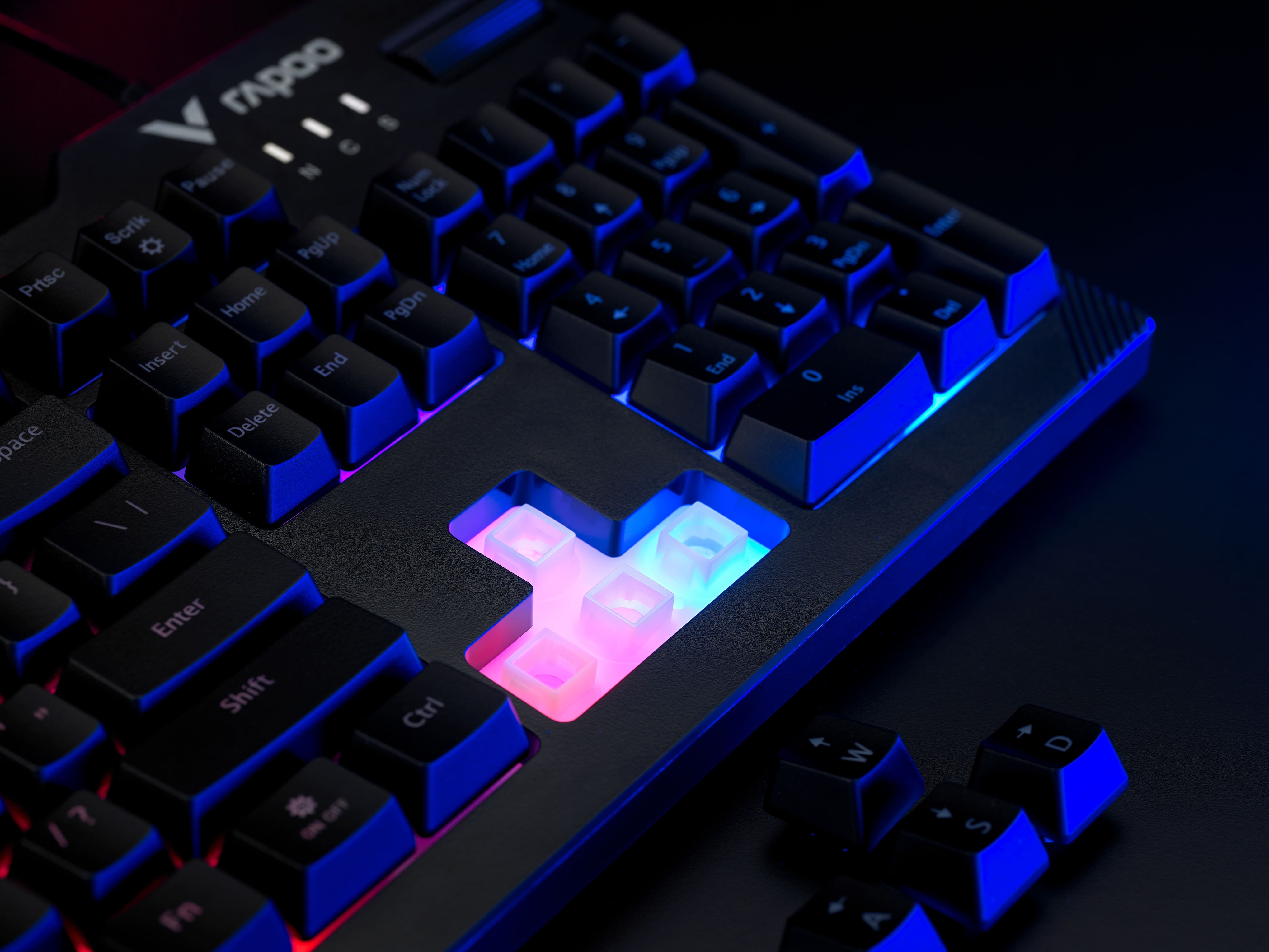 RAPOO V50S USB WIRED GAMING KEYBOARD WITH MIXED COLOR BACKLIT / 104 KEY / SPILL RESISTANT / ANTI ...