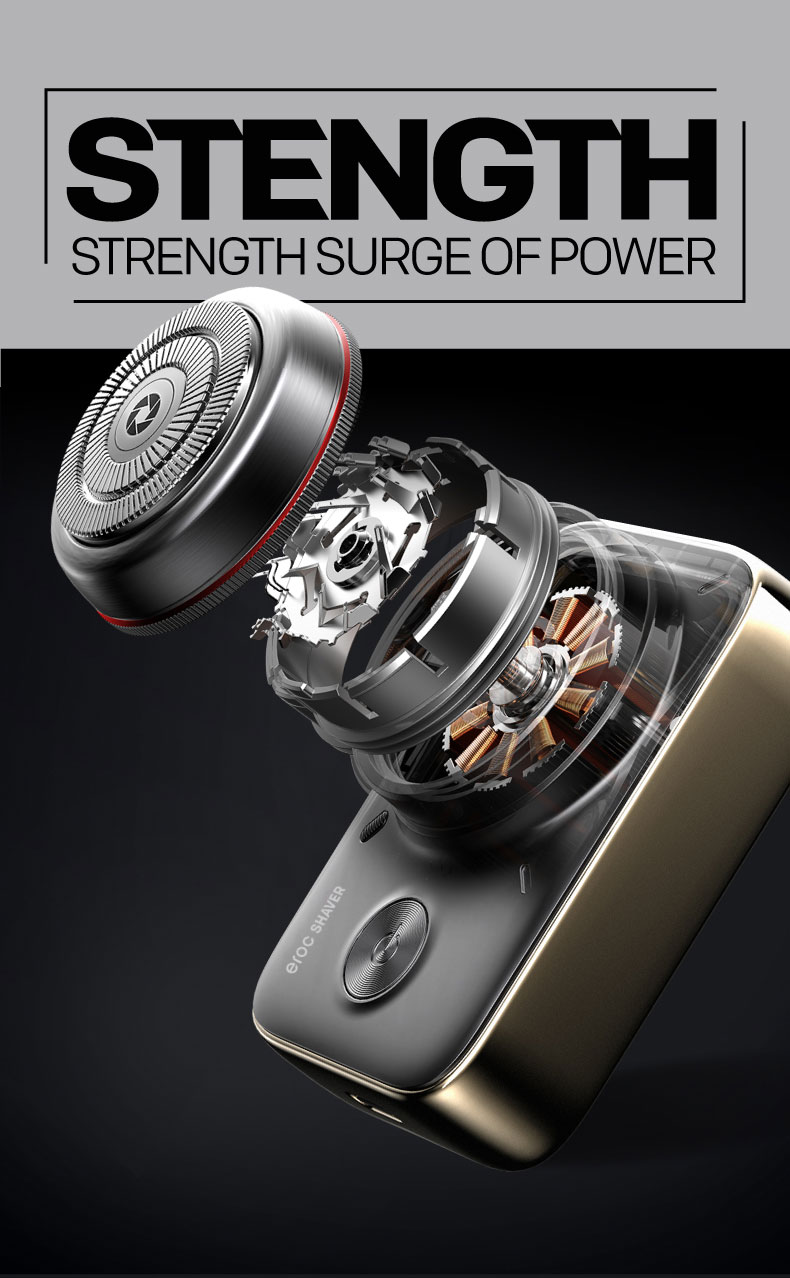 EROC Camerist Premium Portable Shaver With Built-in Mirror 7500 RPM 15 ...