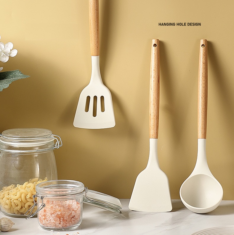 OSUKI 3 in 1 Solid Wood Silicone Spatula Food Grade Kitchenware ...