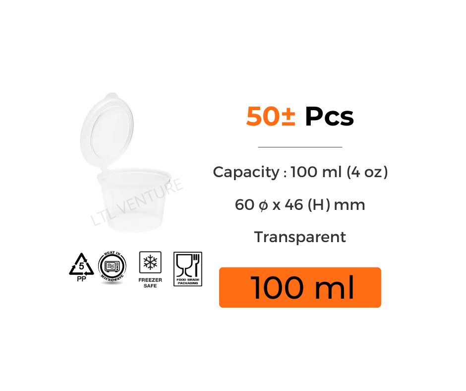 25/35/50/70/100ml Round Container Hinged Lid 50/100Pcs± Food Sauce ...