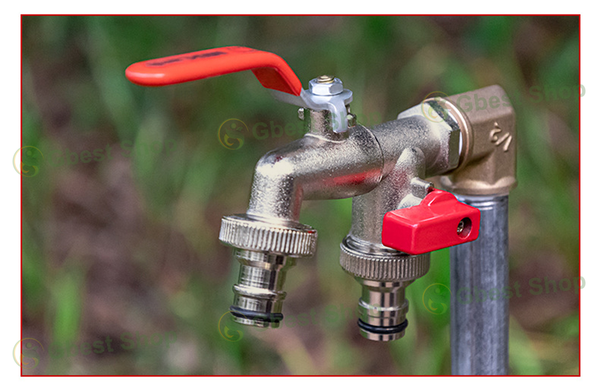 Two Way Faucet Double water outlet faucet Tap One in two out garden ...