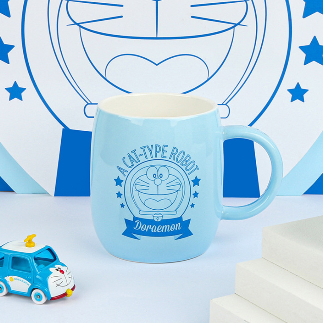 Ready Stock Doraemon Ceramic Mug Set Cup Lid And Spoon Coffee Mug ...