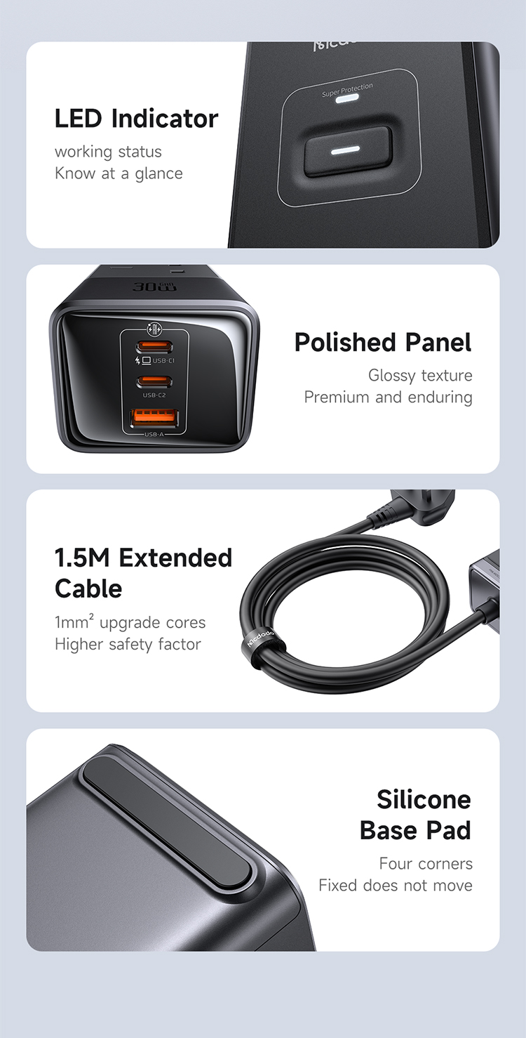 【1Yr Warranty】 MCDODO CH 0600 6-in-1 30W GaN Surge Protection Power ...