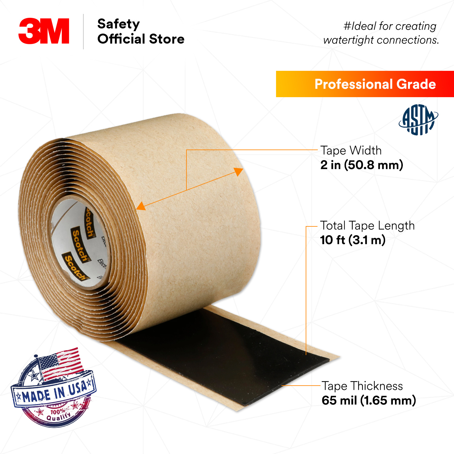 3M™ Scotch® Rubber Mastic Tape 2228/ Rubber Electrical Tape/ 2 in x 10 ...
