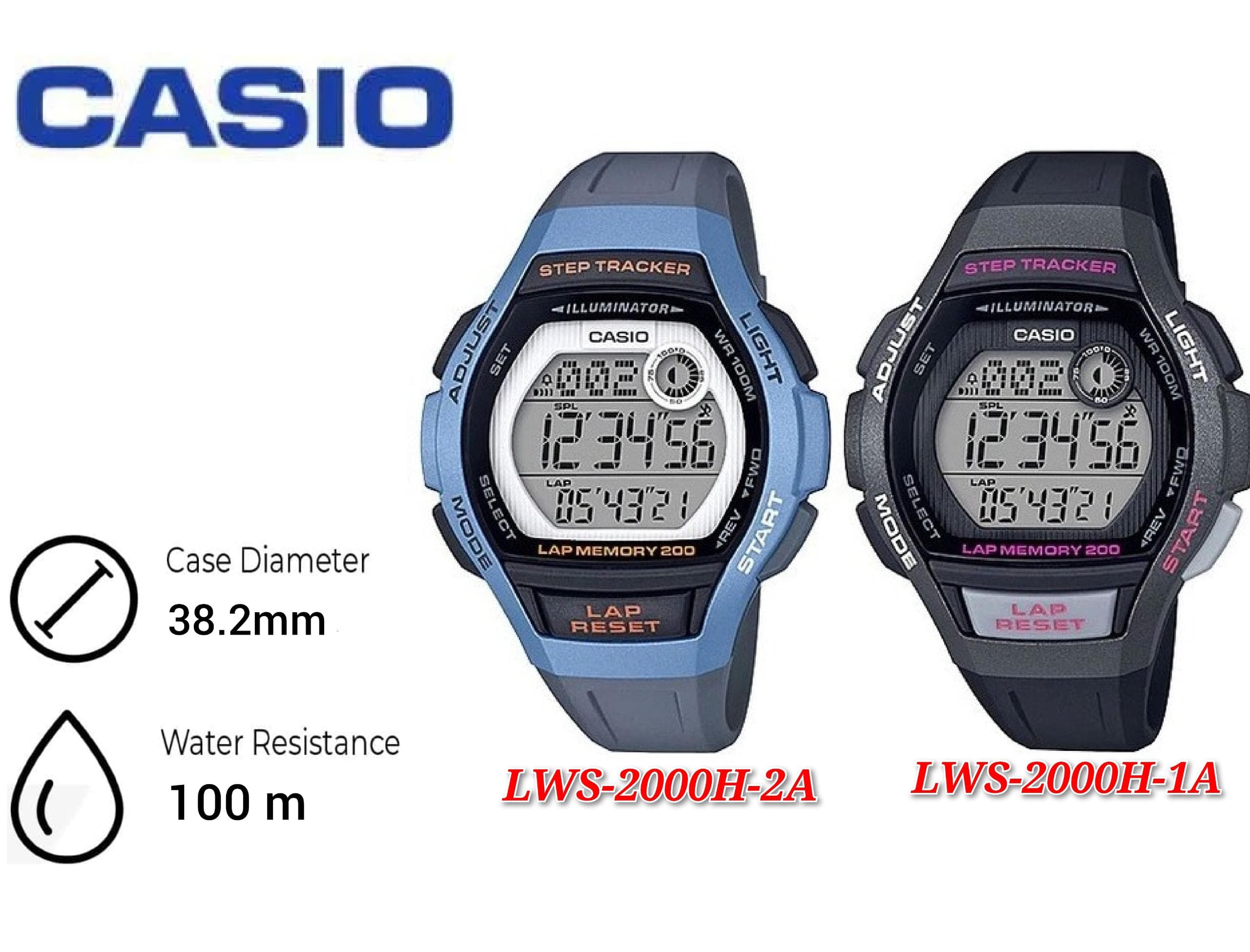 Casio LWS-2000H Sport Quartz Digital Step Tracker Resin Ladies Watch ...