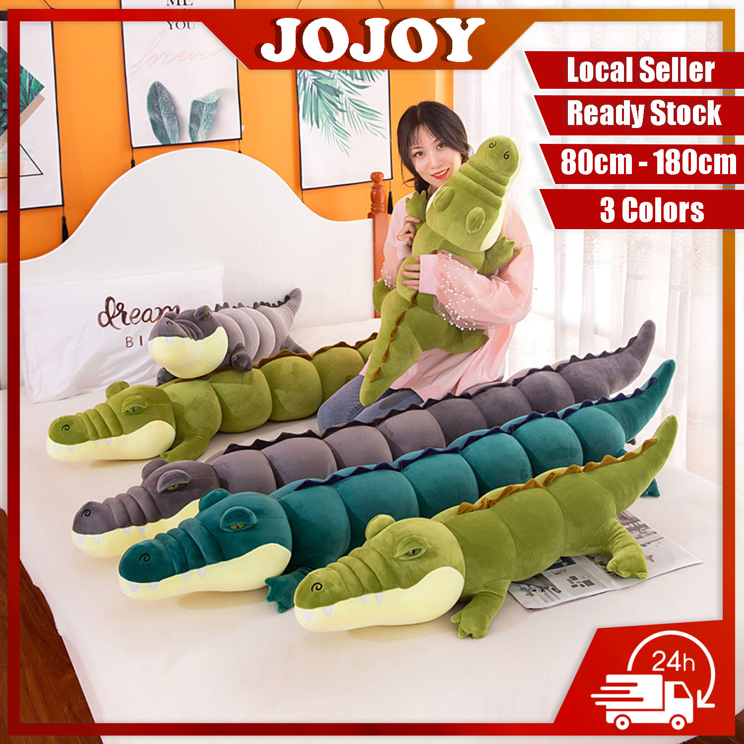 JOJOY Crocodile Pillow Fluffy Best Hug Stuffed Toys Animal Doll Plush ...