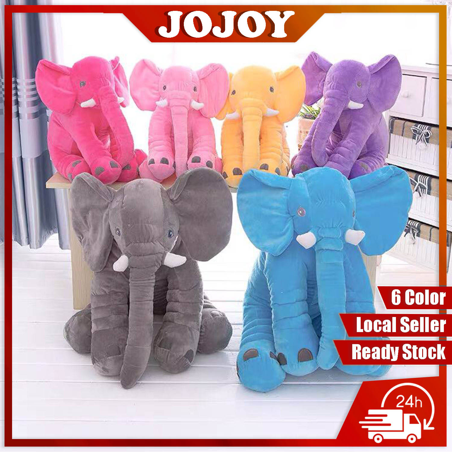JOJOY Elephant Plush Toy Cute Stuffed Doll Giant Animal Pillow Soft Toy ...
