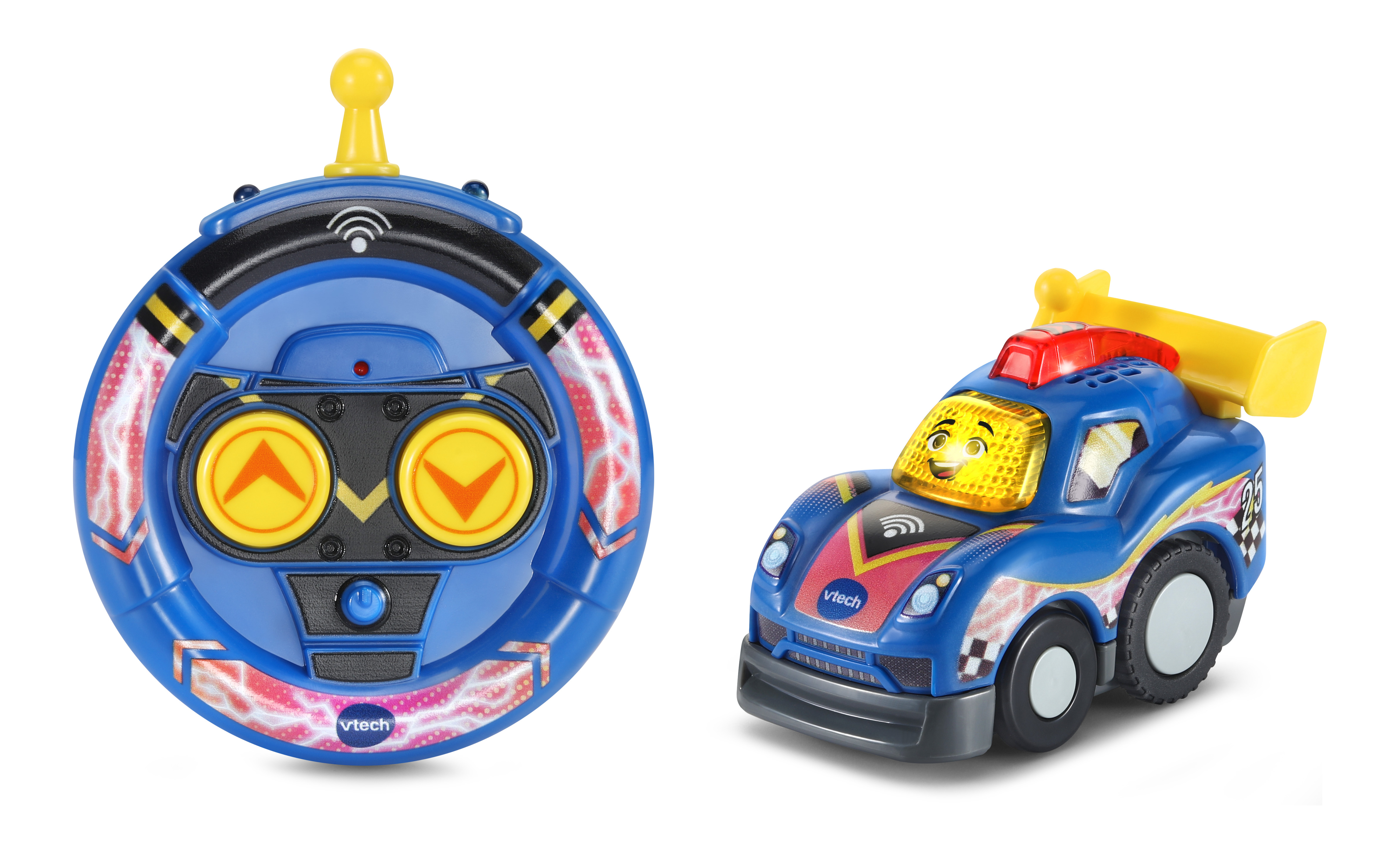 VTech Remote Control Car + Motorized Car Checkered Flag Motorized Track ...