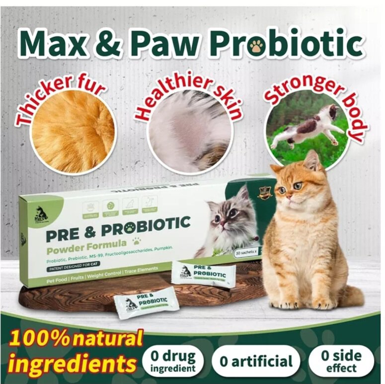 MAX & PAW PREBIOTIC & PROBIOTIC POWDER Multivitamin All Natural Pet ...
