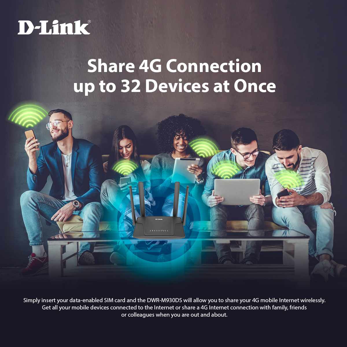 D-Link 4G LTE Mobile Direct Dual Sim Card Router Support Hospot ...