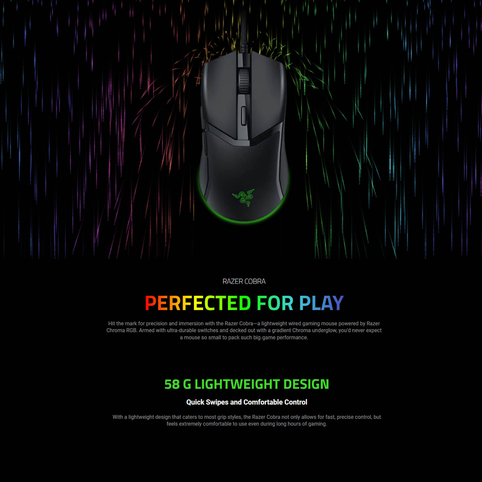 Razer Cobra 58g Lightweight Wired Gaming Mouse | Chroma RGB Lightning ...