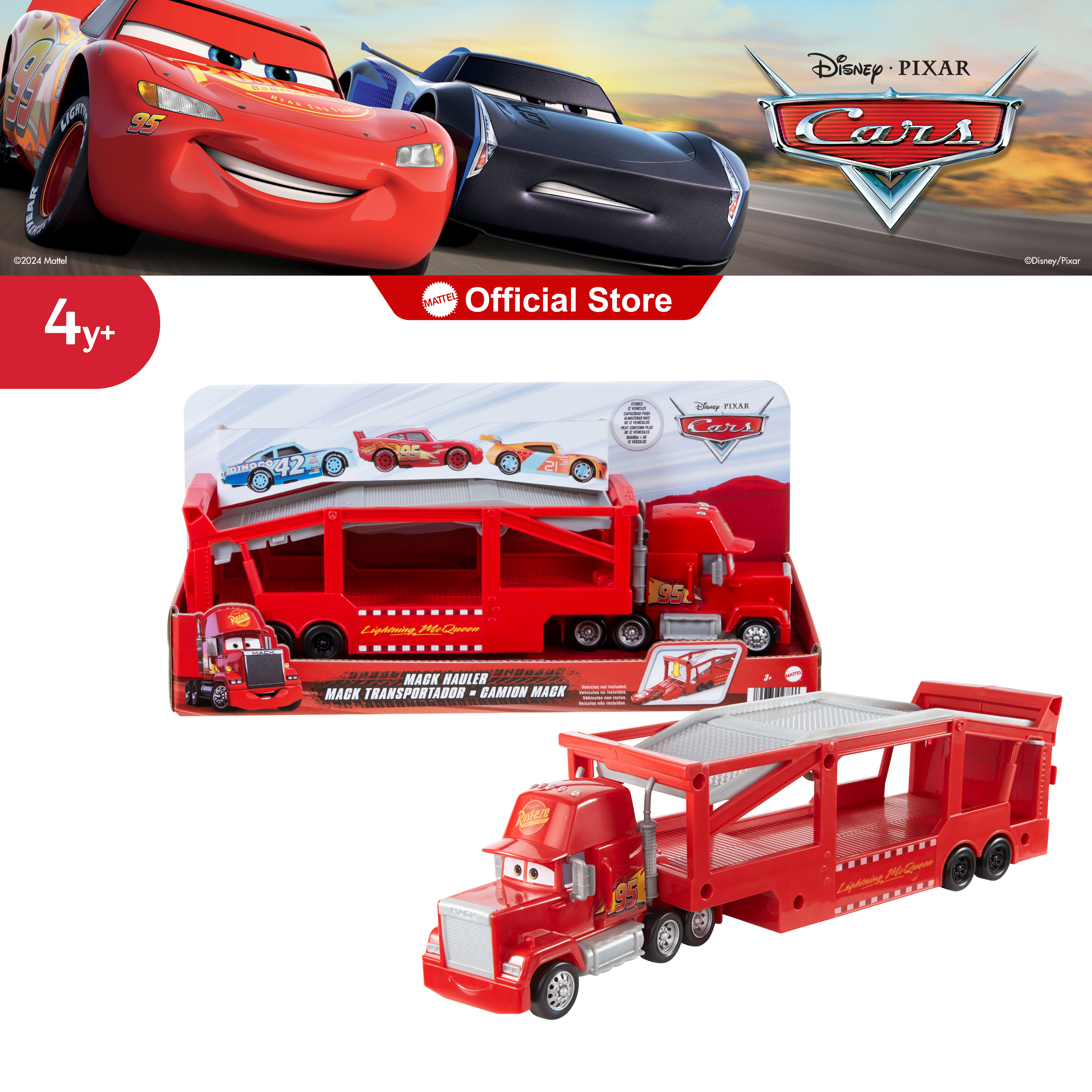 Disney And Pixar Cars Mack Hauler Truck With Ramp, 13-Inch 12-Car ...