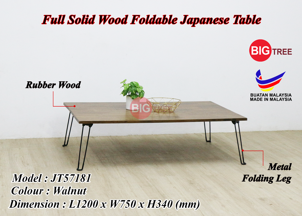 Big Tree Solid Wood Meja Jepun Lipat / Foldable Rubber Wood Japanese ...