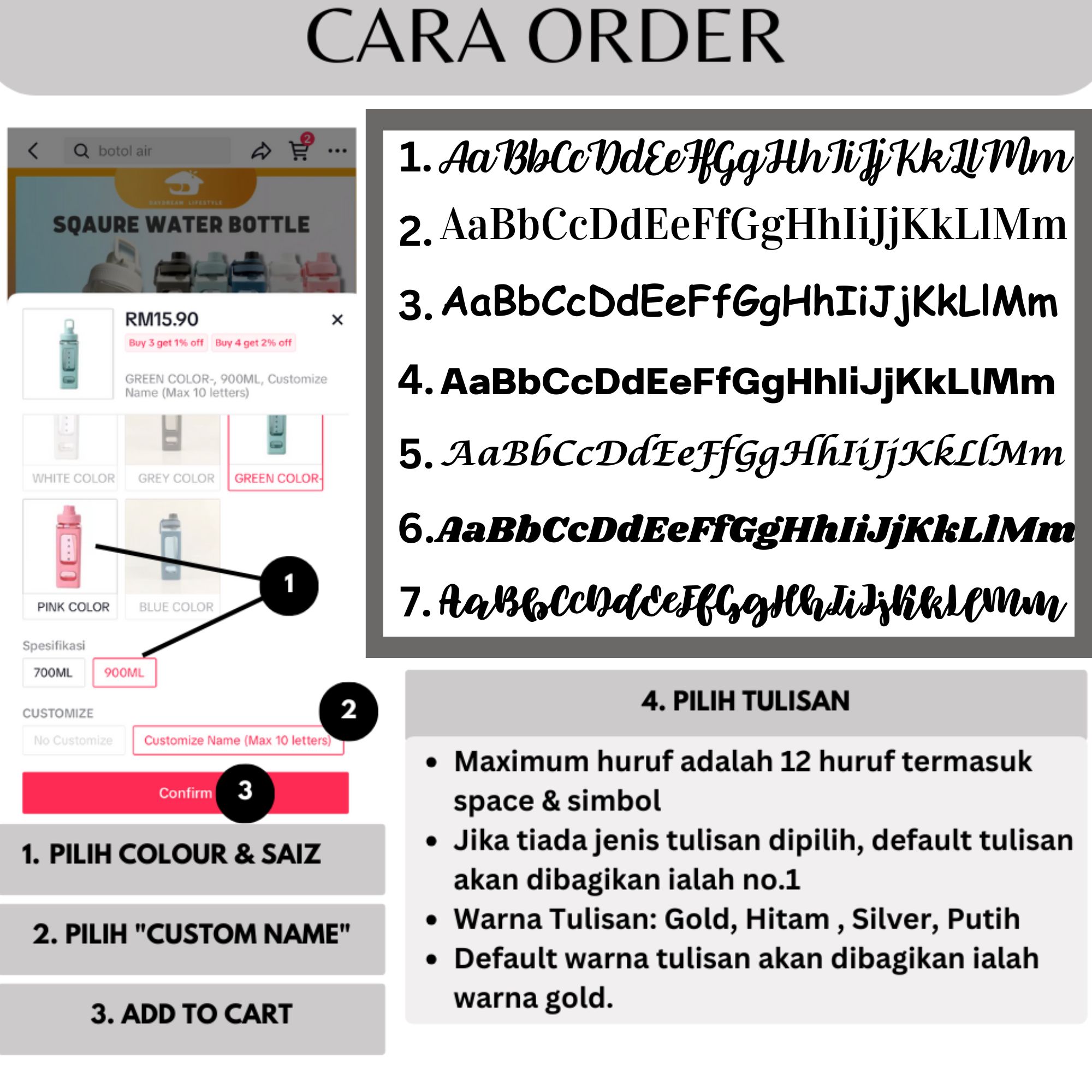 Aura Tumbler - DAYDREAM Tumbler Custom Nama 1000ml Thermos Flask ...