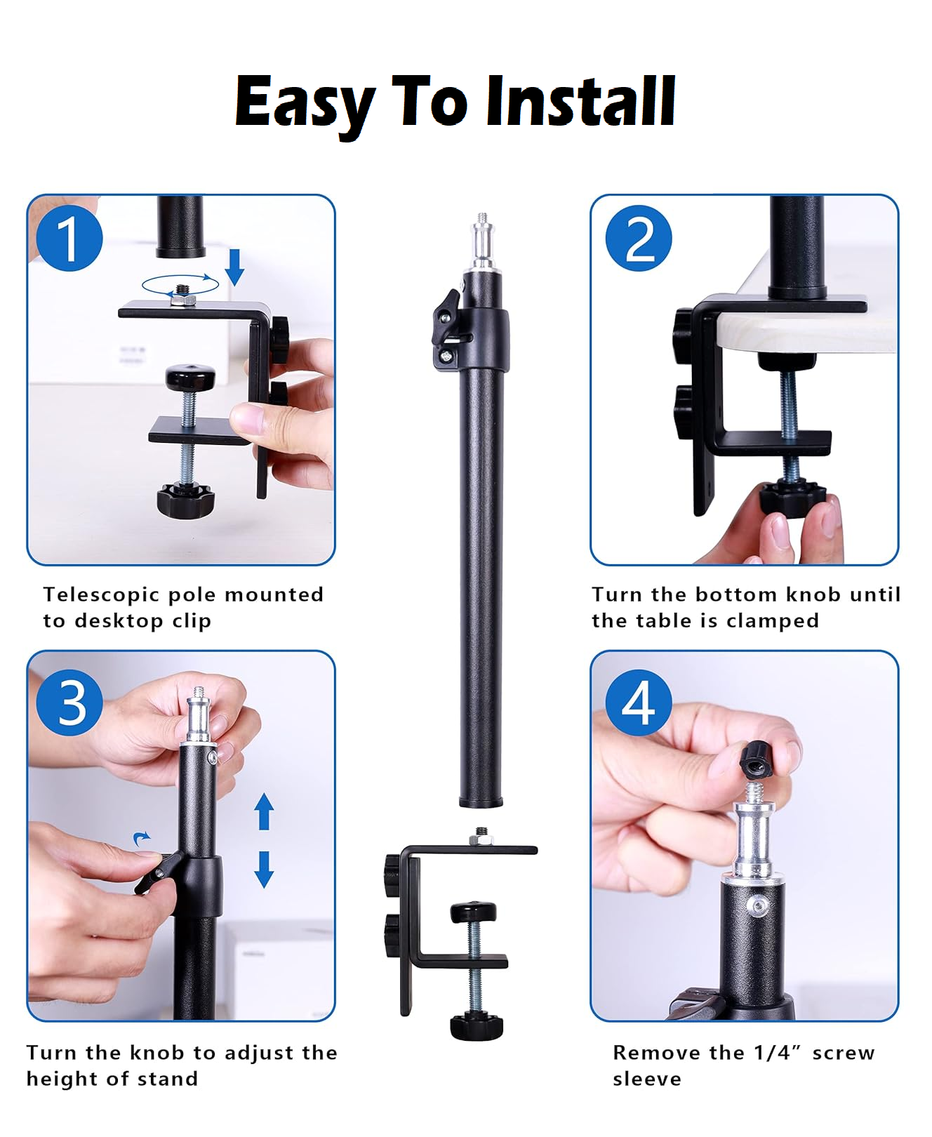 Tripod Clamp Desk Mount Light Stand Table Stand Tabletop Bracket Stand ...