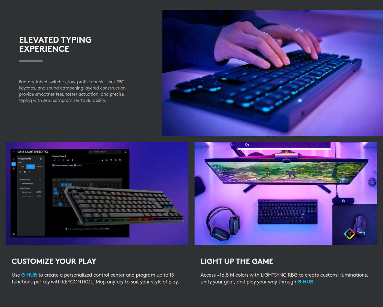 Logitech G515 LIGHTSPEED TKL Low Profile Wireless Gaming Keyboard ...