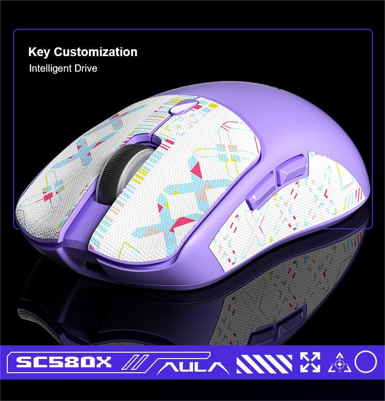 AULA SC580X Gaming Mouse 3 Mode 2.4G USB Bluetooth Wireless 10000DPI ...