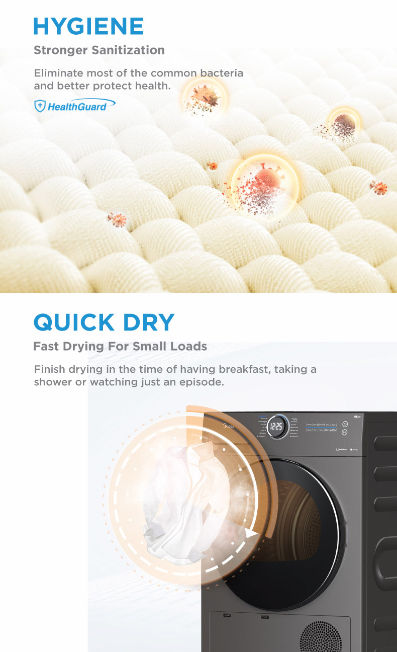 [COMBO SET] Midea 5 Star Inverter Front Load Washer & 8KG Condenser ...
