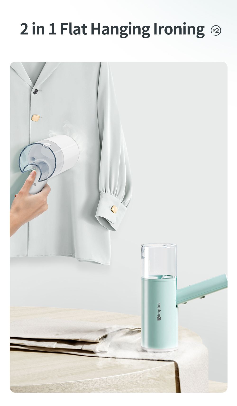 Simplus Portable Garment Steamer Iron 800W Steam Iron Foldable Steam ...