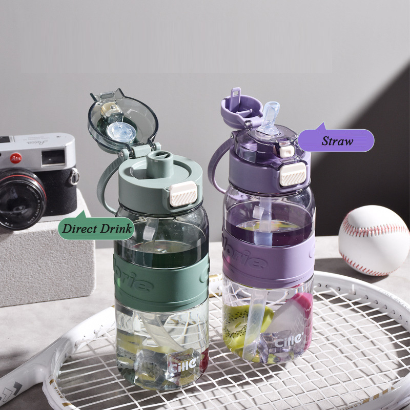 Cille Dodge 580ml/760ml/1L Vogue Style Dual Head Large Leakproof Tritan BPA-Free Water Bottle ...