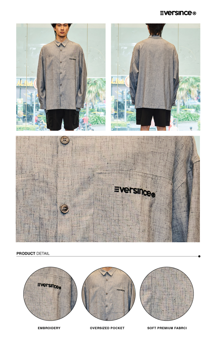 Eversince West Oversized Long Sleeve Shirt Grey | Shopee Malaysia